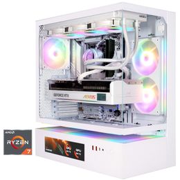 Cougar Gaming-PC "CFV235 Vision WT 8063 AMD Ryzen 7 9700X 32GB DDR5 2TB SSD RTX 5080", wei&szlig;, Microsoft Windows 11 Home (64 Bit), 32 GB RAM 2.000 GB SSD, Desktop-PCs, Windows 11, DDR5 RAM, Wasserk&uuml;hlung