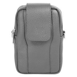Umh&auml;ngetasche Samantha Look, Damen, Gr. B/H/T: 19cm x 10cm x 4cm onesize, grau, Leder, unifarben, Taschen Umh&auml;ngetasche, echt Leder, Made in Italy