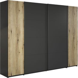 Schwebet&uuml;renschrank Inosign "Estepona", anthrazit, eiche, B:270cm H:205cm T:58cm, Schr&auml;nke, Schwebet&uuml;renschrank, Kleiderschrank in Grau/Eiche wahlweise mit Passepartout/Einlegeb&ouml;den