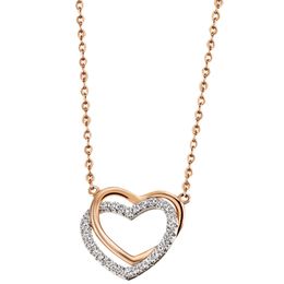Kette mit Anh&auml;nger Firetti "Schmuck Geschenk Silber 925 Halsschmuck Halskette Ankerkette Herz", rosa (silberfarben, ros&eacute;goldfarben, kristallwei&szlig;), Halsketten, Damen, Silber 925 (Sterlingsilber), L: 45 B: 1,5mm, mit Zirkonia (synth.), B:1,5mm