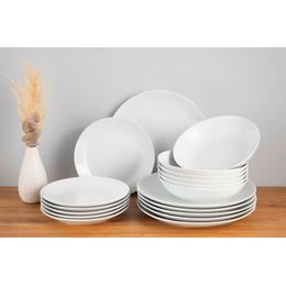 Tafelservice OTTO HOME "Alff", wei&szlig;, 18, Porzellan, Geschirr-Sets, Tafelservice, Teller Set, Geschirr-Set, harmonische, trendige Coupeform