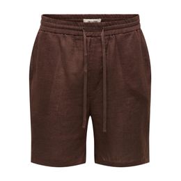 Only & Sons Shorts ONLY & SONS "ONSLAURENCE LINEN BLEND SHORTS NOOS", Herren, Gr. L, N-Gr, coffee bean, Web, Obermaterial: 55% Leinen, 45% Viskose, unifarben, regular fit kniefrei, Hosen Shorts, Viskosemischung, regular fit