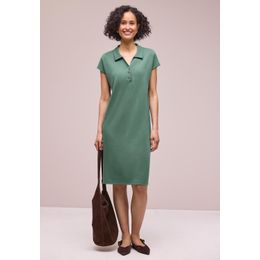 Shirtkleid Street One, Damen, Gr. 38, N-Gr, bound gr&uuml;n, Jersey, Obermaterial: 70% Viskose, 25% Polyester, 5% Elasthan, unifarben, figurumspielend knielang, Kleider Shirtkleid, Viskosemix, knielang, mit Polokragen