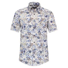 Kurzarmhemd Casamoda "Casamoda Freizeithemd Kurzarm Print", Herren, Gr. L, Normalgr&ouml;&szlig;en, blau (mittelblau), 100% Baumwolle, bedruckt, l&auml;ssig geschnitten, Hemden