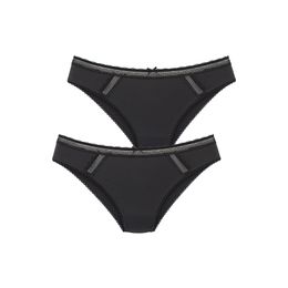 Bikinislip Vivance, Damen, Gr. 48/50, 2x schwarz, Trikot, Obermaterial: 81% Baumwolle, 12% Polyamid, 7% Elasthan, Unterhosen, aus weicher Baumwollmischung