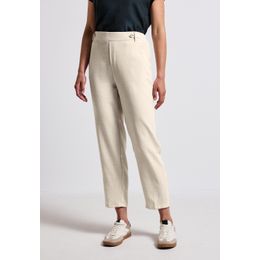 Chinohose Street One, Damen, Gr. 38, L&auml;nge 28, silkstone wei&szlig;, Stoff, 49% Polyester, 44% Viskose, 4% Elasthan, 3% Polyamid, unifarben, comfort fit kn&ouml;chelfrei, Hosen Chinohose, High Waist