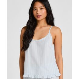 Hunkem&ouml;ller Pyjama HUNKEM&Ouml;LLER "Cami Woven", Damen, Gr. XS, blau, 100% Baumwolle, Homewear-Sets Pyjama