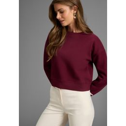 Sweatshirt Laura Scott, Damen, Gr. 32/34, rot (bordeaux), angeraute Sweatware, Obermaterial: 80% Baumwolle, 20% Polyester, unifarben, Basic, l&auml;ssig geschnitten, Rundhals, Rippb&uuml;ndchen, Sweatshirts Sweatshirt, Cropped Form