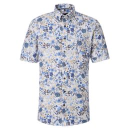 Kurzarmhemd Casamoda "Casamoda Freizeithemd Kurzarm Print", Herren, Gr. L, Normalgr&ouml;&szlig;en, blau (mittelblau), 100% Baumwolle, bedruckt, comfort fit, Hemden