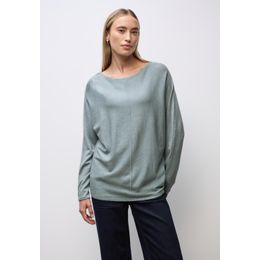 Rundhalspullover Street One, Damen, Gr. 34, nile blau meliert, Stoff, 30% Polyester, 29% Polyacryl, 21% Viskose, 20% Nylon, unifarben, normal normal, U-Boot-Ausschnitt, Rollsaum, Pullover Rundhalspullover, aus Feinstrick