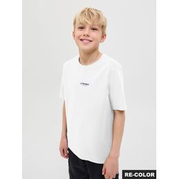 Jack & Jones T-Shirt JACK & JONES JUNIOR "JJESOHO TEE SS CREW NECK NOOS JNR", Jungen, Gr. 128, wei&szlig;, Single Jersey, Obermaterial: 100% Baumwolle, bedruckt, regular fit normal, Rundhals, Shirts T-Shirt