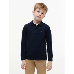 Poloshirt Tommy Hilfiger "REG POLO LS", M&auml;dchen, Gr. 3 (98), schwarz night navy, Single Jersey, Obermaterial: 100% Baumwolle, regular fit, Rippb&uuml;ndchen, Shirts, mit Logostickerei