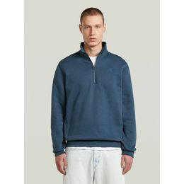 G-Star Raw Longpullover G-STAR "Premium Core Half Zip Sweater", Herren, Gr. L, blau (rank blau), Obermaterial: 55% Baumwolle, 45% Polyester, Pullover Longpullover