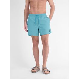 Strandshorts Lerros, Herren, Gr. XL, N-Gr, reef blau, Web, Obermaterial: 100% Polyester, unifarben, normal kniefrei, Hosen Strandshorts, aus Seersucker, mit Kordelzug