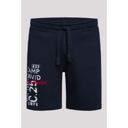 Sporthose CAMP DAVID, Herren, Gr. L, Normalgr&ouml;&szlig;en, blau, Sweatware, Material: 50% Baumwolle, 50% Polyester, bedruckt, relaxed fit knielang, Hosen Sporthose, mit Elastikbund und Kordel