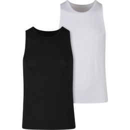 Tanktop Urban Classics "Urban Classics Bamboo Basic Tank Top 2-Pack", Herren, Gr. L, schwarz, wei&szlig;, 95% Viskose, 5% Elasthan, unifarben, normal, Tops Tanktop