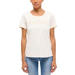 Kurzarmshirt Mustang "Damen Style Alma", Damen, Gr. M, sanftes wei&szlig;, Jersey, 100% Baumwolle, Rundhals, Shirts