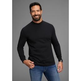 MAN'S WORLD Stehkragenshirt MAN'S WORLD "Neue Kollektion", Herren, Gr. L (52/54), schwarz, Single Jersey, Obermaterial: 100% Baumwolle, unifarben, Basic, hoch geschlossener Ausschnitt, B&uuml;ndchen, Shirts Stehkragenshirt, mit B&uuml;ndchen