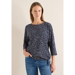 3/4-Arm-Shirt Cecil, Damen, Gr. L (42), universal blau, Web, 50% Modal, 50% Baumwolle, gemustert, comfort fit normal, U-Boot-Ausschnitt, abgesteppt, Shirts 3/4-Arm-Shirt, Jersey