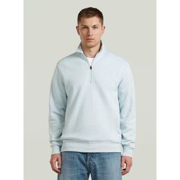 G-Star Raw Longpullover G-STAR "Premium Core Half Zip Sweater", Herren, Gr. L, wei&szlig; (baby blau), Obermaterial: 55% Baumwolle, 45% Polyester, Pullover Longpullover