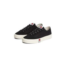 Sneaker Tommy Jeans "ARCHIVE Y2K", Damen, Gr. 42, schwarz, Baumwolle, Veloursleder, Schuhe Sneaker, Schn&uuml;rschuh, Halbschuh, Freizeitschuh mit Kontrastbesatz