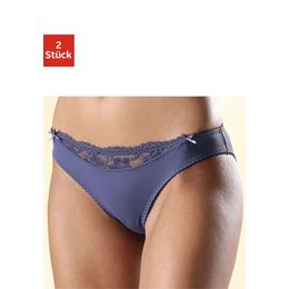Slip Nuance, Damen, Gr. 32/34, blau (2xblaugrau), Microfaser, Obermaterial: 85% Polyamid, 15% Elasthan, k&ouml;rpernah, Unterhosen Slip, mit Spitzeneinsatz vorne