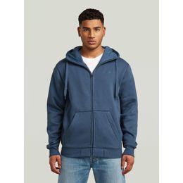 G-Star Raw Longpullover G-STAR "Premium Core Hooded Zip Sweater", Herren, Gr. L, rank blau, Obermaterial: 55% Baumwolle, 45% Polyester, Pullover Longpullover