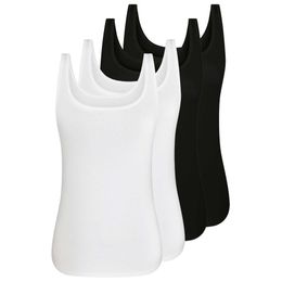 Sassa Mode Achseltop SASSA "4er Sparpack Top CASUAL COMFORT", Damen, Gr. 36, N-Gr, bunt (schwarz, wei&szlig;), Obermaterial: 95% Baumwolle CO. 5% Elasthan EL., Unterhemden