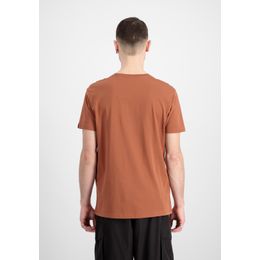 T-Shirt Alpha Industries "Basic T-Shirt BL Rubber", Herren, Gr. L, braun (hazel braun), Obermaterial: 90% Baumwolle, 10% Polyester, Shirts T-Shirt