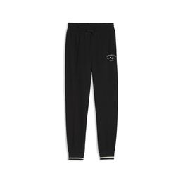 Sporthose Puma "Puma Class Jogginghose M&auml;dchen", M&auml;dchen, Gr. 140, Normalgr&ouml;&szlig;en, schwarz, Obermaterial: 68% Baumwolle, 32% Polyester. Unterer Bund: 97% Baumwolle, 3% Elasthan. Unterer Saum: 97% Baumwolle, 3% Elasthan. Seitentasche &ndash; Oben: 100% Baumwolle, bedruckt, regular fit, Hosen Sporthose