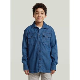 G-Star Raw Langarmshirt G-STAR "Boys GPO Overshirt", Jungen, Gr. 14, blau (schwarz), Obermaterial: 100% Baumwolle, Shirts Langarmshirt