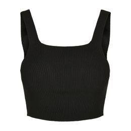 Muskelshirt Urban Classics "Urban Classics Damen Ladies Cropped Knit Top", Damen, Gr. 3XL, schwarz, 35% Polyacryl, 35% Viskose, 30% Polyamid, unifarben, slim fit, eckiger Ausschnitt, Shirts