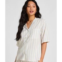 Hunkem&ouml;ller Pyjama HUNKEM&Ouml;LLER "Jacke Leinen", Damen, Gr. S, wei&szlig;, 70% Viskose, 30% Leinen, Homewear-Sets Pyjama
