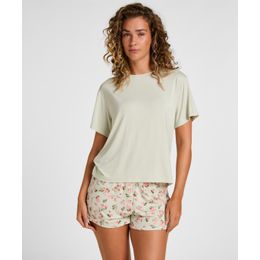 Hunkem&ouml;ller Pyjama HUNKEM&Ouml;LLER "Pyjama Set Daisy", Damen, Gr. L, gr&uuml;n, 95% Viskose, 5% Elasthan, Homewear-Sets Pyjama