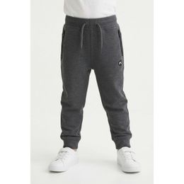 Sweathose name it "NMMVIMO SWE PANT BRU NOOS", Jungen, Gr. 110, N-Gr, grau (dunkelgrau melange), Sweatware, Obermaterial: 60% Baumwolle, 40% Polyester, unifarben, regular fit normal, Hosen Sweathose