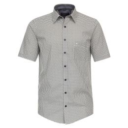 Kurzarmhemd Casamoda "Casamoda Freizeithemd Kurzarm Print", Herren, Gr. L, Normalgr&ouml;&szlig;en, blau (graues dunkelblau), 100% Baumwolle, bedruckt, l&auml;ssig geschnitten, Hemden