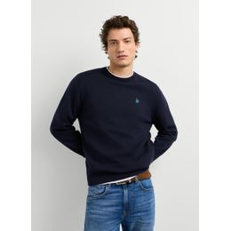 Rundhalspullover Pepe Jeans "DANIELS", Herren, Gr. L, deep sea blau, Strick, Obermaterial: 100% Baumwolle, unifarben, regular fit h&uuml;ftbedeckend, Rundhals, Rippstrickb&uuml;ndchen, Pullover Rundhalspullover, mit gestickten Details, Baumwolle