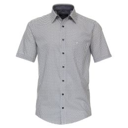 Kurzarmhemd Casamoda "Casamoda Freizeithemd Kurzarm Print", Herren, Gr. L, Normalgr&ouml;&szlig;en, blau (dunkelblau), 100% Baumwolle, bedruckt, l&auml;ssig geschnitten, Hemden