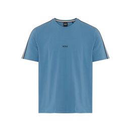 T-Shirt BOSS "Unique", Herren, Gr. L, light, pastel blau 458, Jersey, Obermaterial: 95% Baumwolle, 5% Elasthan, regular fit, Rundhals, Shirts T-Shirt, aus elastischer Baumwolle mit Tape-Details, regular fit