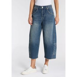 7/8-Jeans Herrlicher "Edwina Denim", Damen, Gr. 29, N-Gr, iconic, Denim/Jeans, Obermaterial: 99% Baumwolle, 1% Elasthan, weit 7/8-L&auml;nge, Jeans, mit seitlich eingesetzten Details