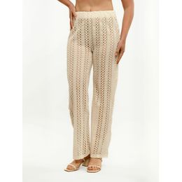 Chinohose LIBERT&Eacute; ESSENTIEL "Libert&eacute; Essentiel Trouser CROC", Damen, Gr. L, Normalgr&ouml;&szlig;en, creme, Obermaterial: 92% Polyester, 8% Elasthan, Hosen Chinohose