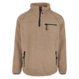 Sweatjacke Brandit "Brandit Herren Teddyfleece Troyer", Damen, Gr. 5XL, camel, 100% Polyester, unifarben, Sweatjacken Sweatjacke