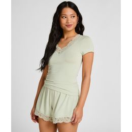 Hunkem&ouml;ller Pyjama HUNKEM&Ouml;LLER "Pyjama Set Nana", Damen, Gr. L, gr&uuml;n, 92% Modal, 8% Elasthan, Homewear-Sets Pyjama
