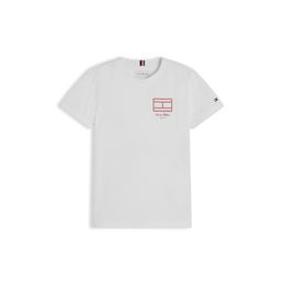 T-Shirt Tommy Hilfiger, Jungen, Gr. 3 (98), wei&szlig;, Single Jersey, Obermaterial: 100% Baumwolle, unifarben, regular fit normal, Rundhals, abgesteppte Kante, Shirts T-Shirt, Rundhalsausschnitt, Regula Fit, reine Baumwolle, Kinder bis 16 Jahre
