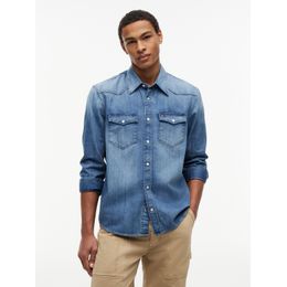 Jeanshemd Tommy Jeans "REGULAR DENIM WESTERN", Herren, Gr. 4XL, N-Gr, denim medium, Denim/Jeans, Obermaterial: 100% Baumwolle, regular fit normal, Manschette, Hemden Jeanshemd
