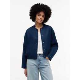 Bomberjacke Tommy Hilfiger "RWB LINEN BOMBER", Damen, Gr. 34, schwarz night navy, Web, Obermaterial: 100% Leinen, unifarben, normal, Jacken Bomberjacke, Leinen