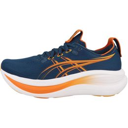 Laufschuh asics "asics Gel-Nimbus 28 Laufschuhe Herren Schuhe", Herren, Gr. 41,5, blau, Textil, Schuhe Laufschuh, Verst&auml;rkte Ferse