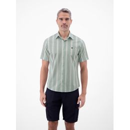 Kurzarmhemd Lerros "Kurzarmhemd mit modischen Streifen aus reiner Baumwolle", Herren, Gr. L, Normalgr&ouml;&szlig;en, bay gr&uuml;n, 100% Baumwolle, Hemden