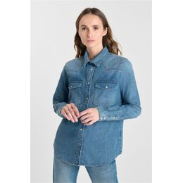 Jeanshemd Le Temps Des Cerises "BARBARA", Damen, Gr. L, EURO-Gr&ouml;&szlig;en, blau, 100% Baumwolle, unifarben, ohne Ausschnitt, Hemden Jeanshemd, im klassischen Design