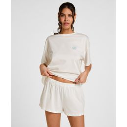Hunkem&ouml;ller Pyjama HUNKEM&Ouml;LLER "Pyjama-Set aus Baumwolle", Damen, Gr. L, wei&szlig;, 100% Baumwolle, Homewear-Sets Pyjama